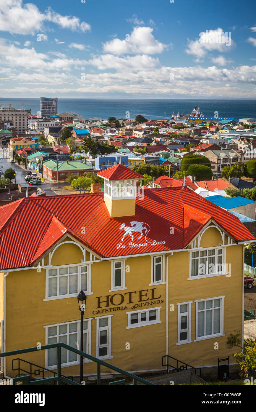 Cerro de la Cruz, viewpoint of Punta Arenas, Chile, South America Stock ...