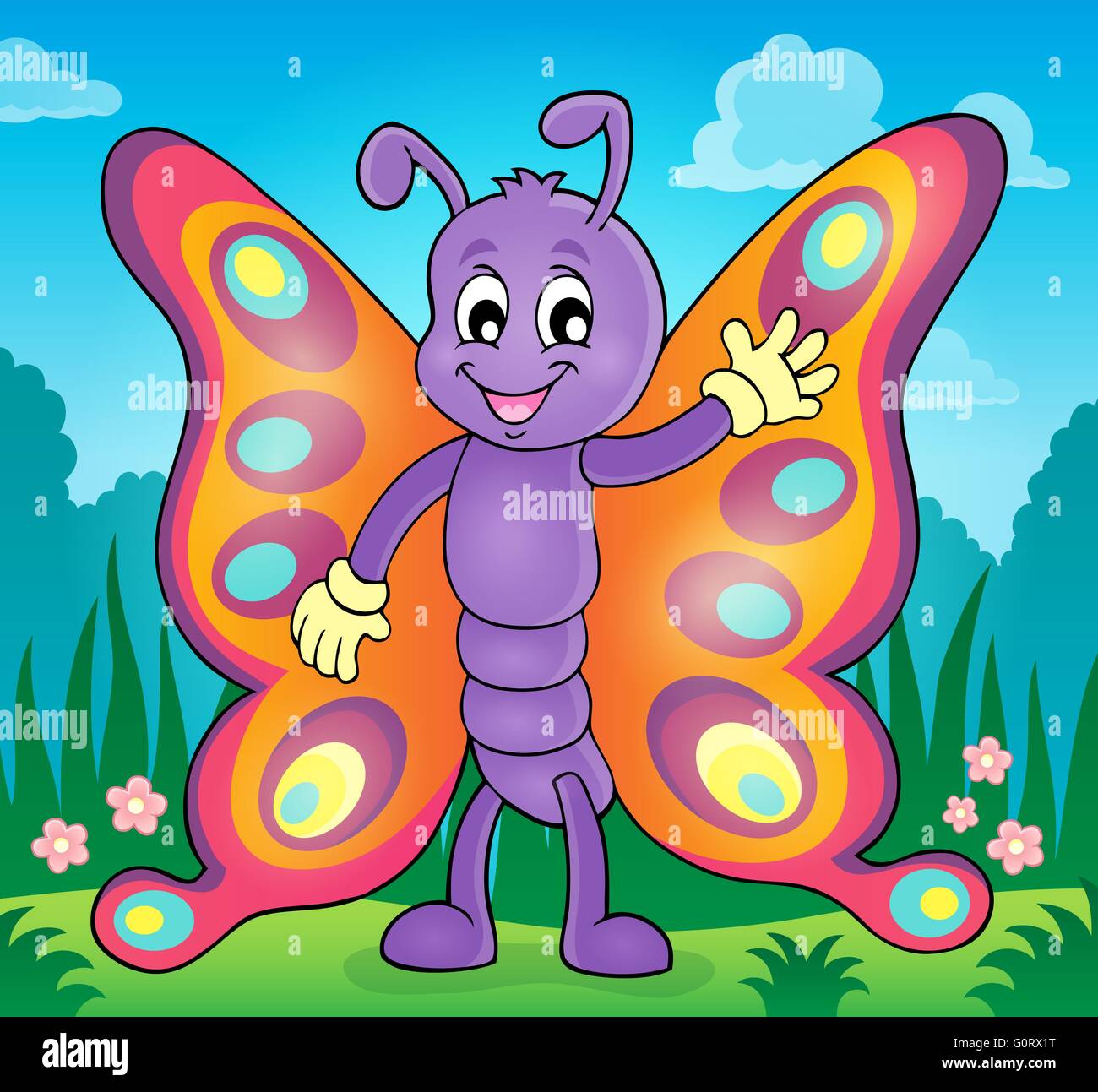 Cheerful butterfly theme image 2 - picture illustration Stock Photo - Alamy