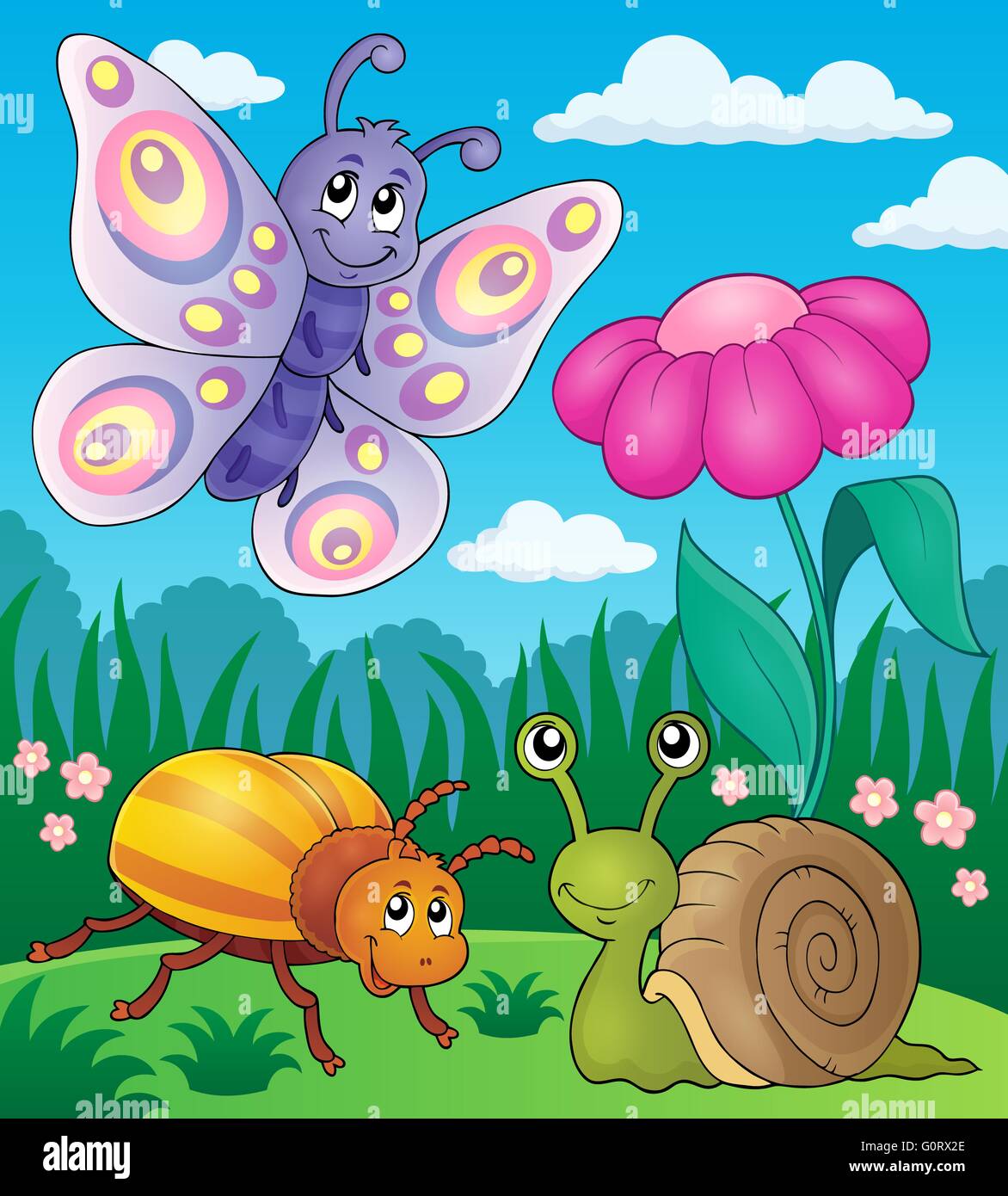 Spring animals and insect theme image 2 - picture illustration Stock ...