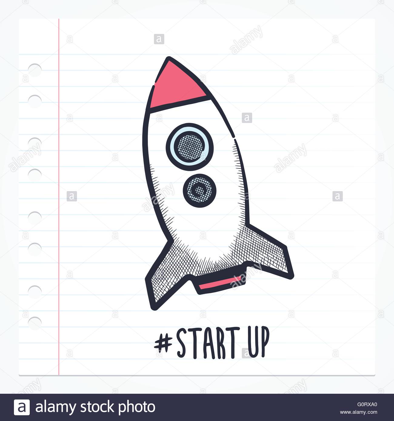 Vector Doodle Rocket Launch Icon Stock Photos & Vector Doodle Rocket ...
