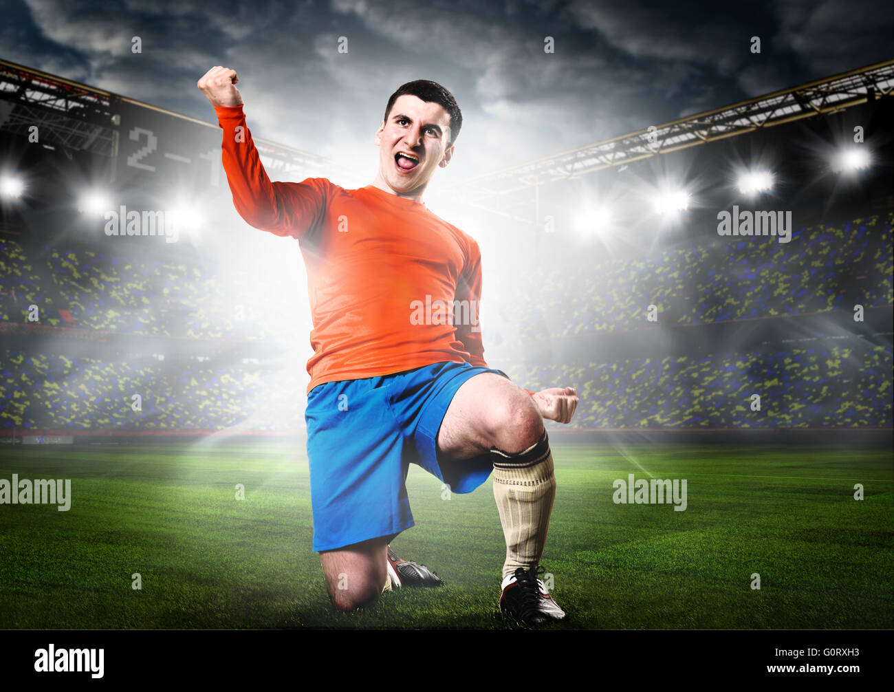 Feet of red team soccer player hi-res stock photography and images - Alamy