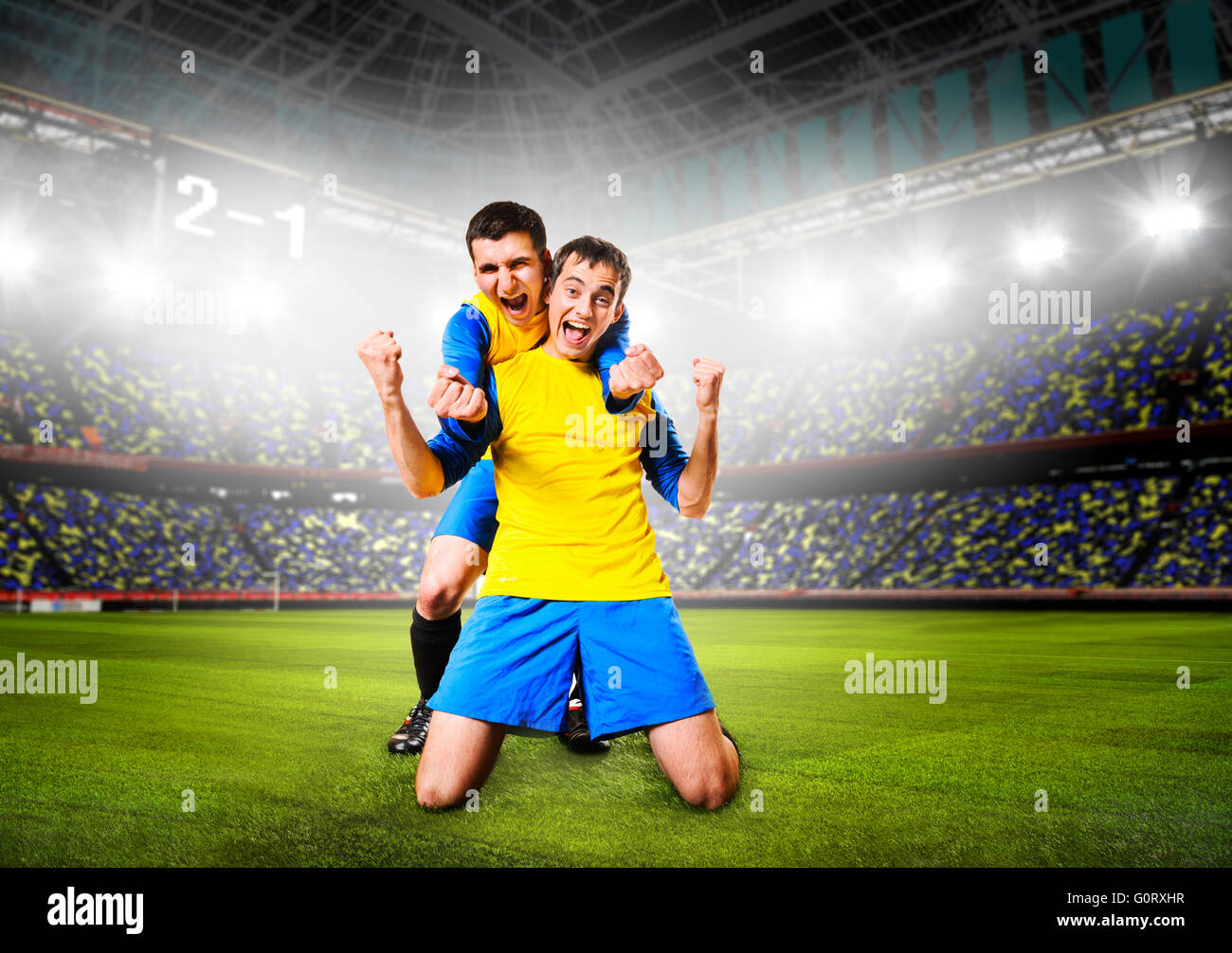 Celebrating players yellow white hi-res stock photography and images ...