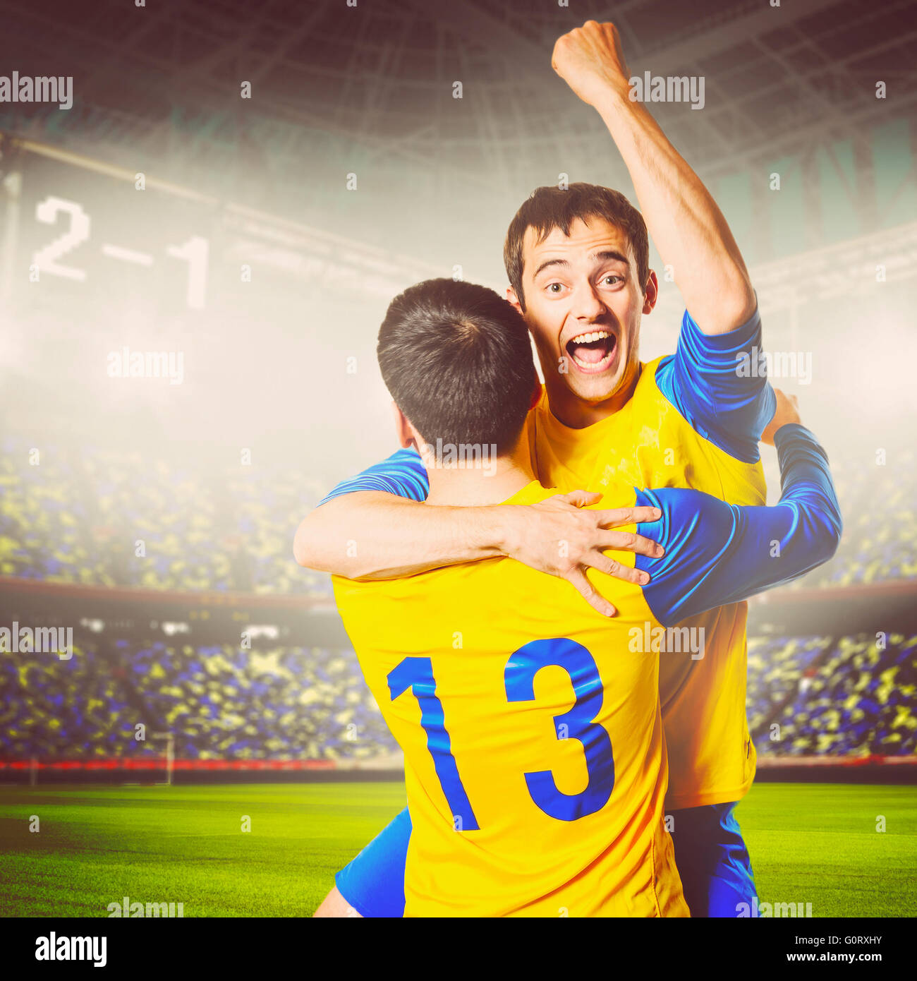Celebrating players yellow white hi-res stock photography and images ...