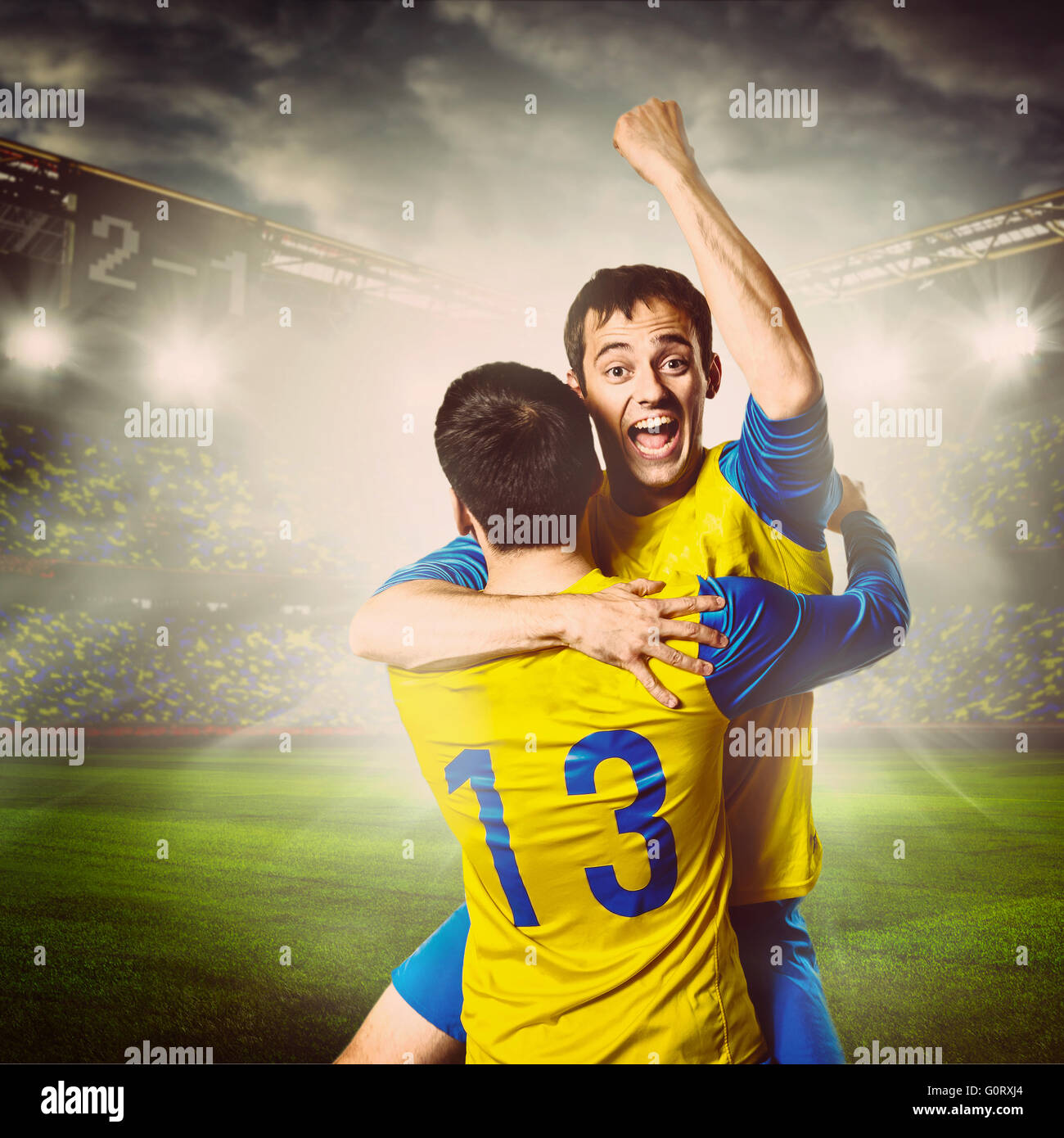 Celebrating players yellow white hi-res stock photography and images ...