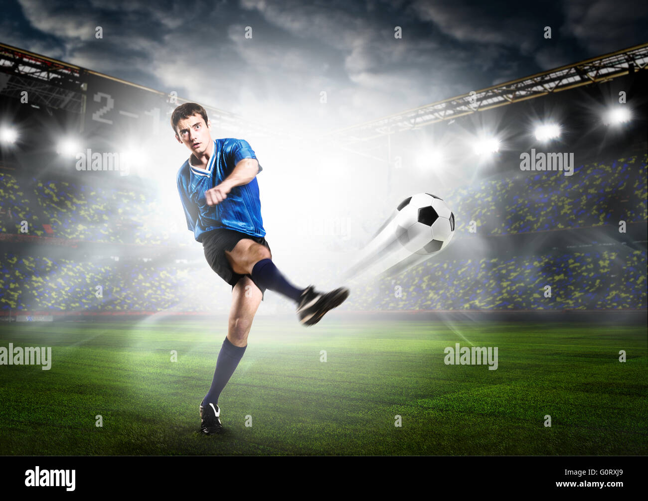 Goal football stadium blue sky sky sky white clouds hi-res stock ...
