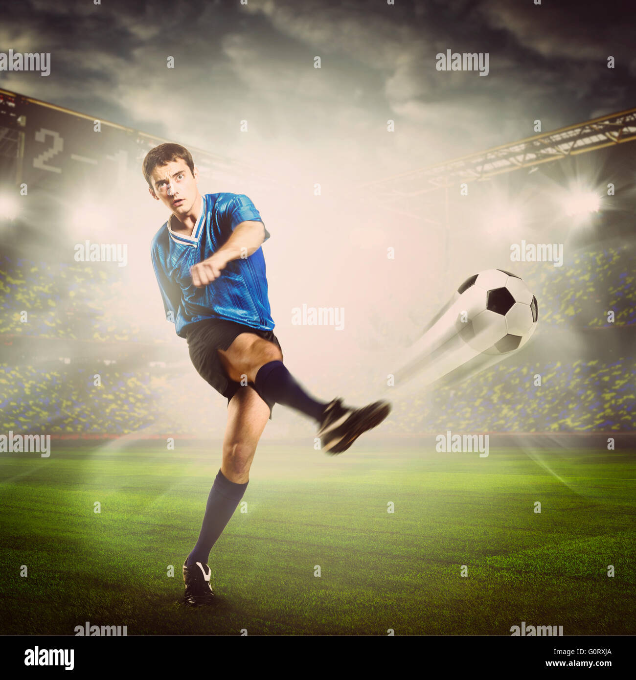 Goal football stadium blue sky sky sky white clouds hi-res stock ...