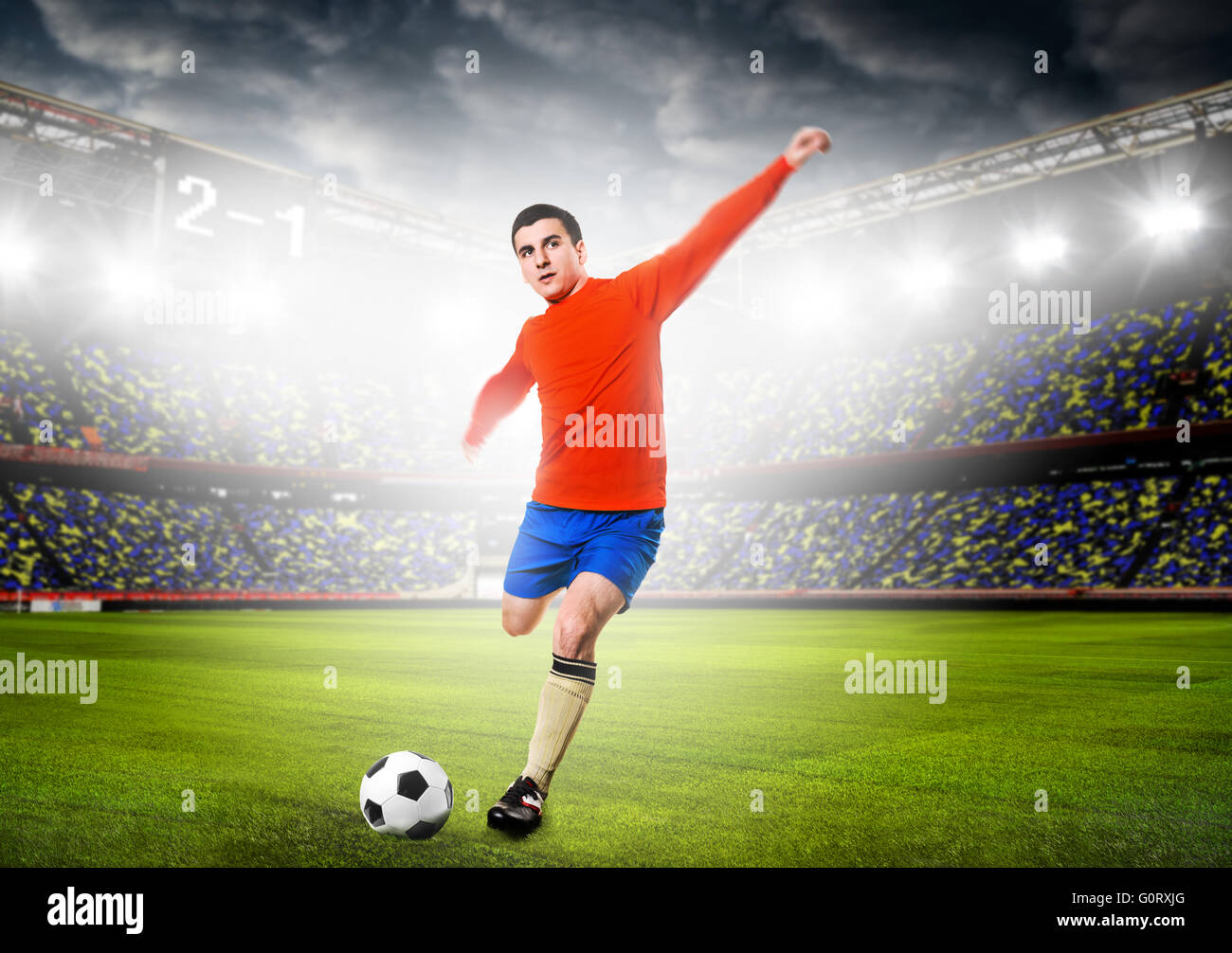 Feet of red team soccer player hi-res stock photography and images - Alamy