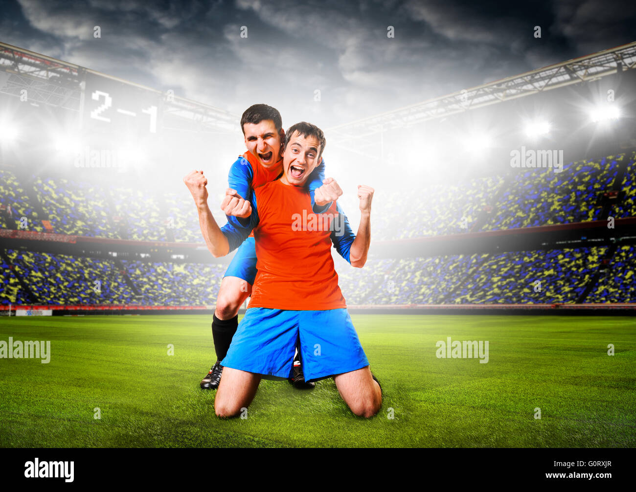 Two soccer players celebrating hi-res stock photography and images - Alamy