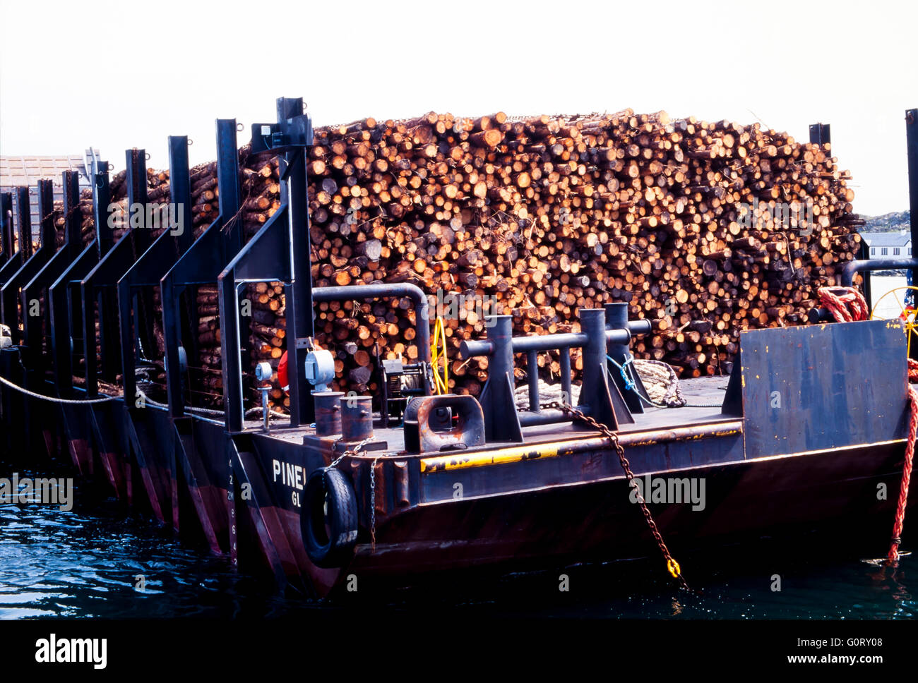 Wood log transporter, Isle of Islay, Argylle & Bute, Scotland, UK Stock ...