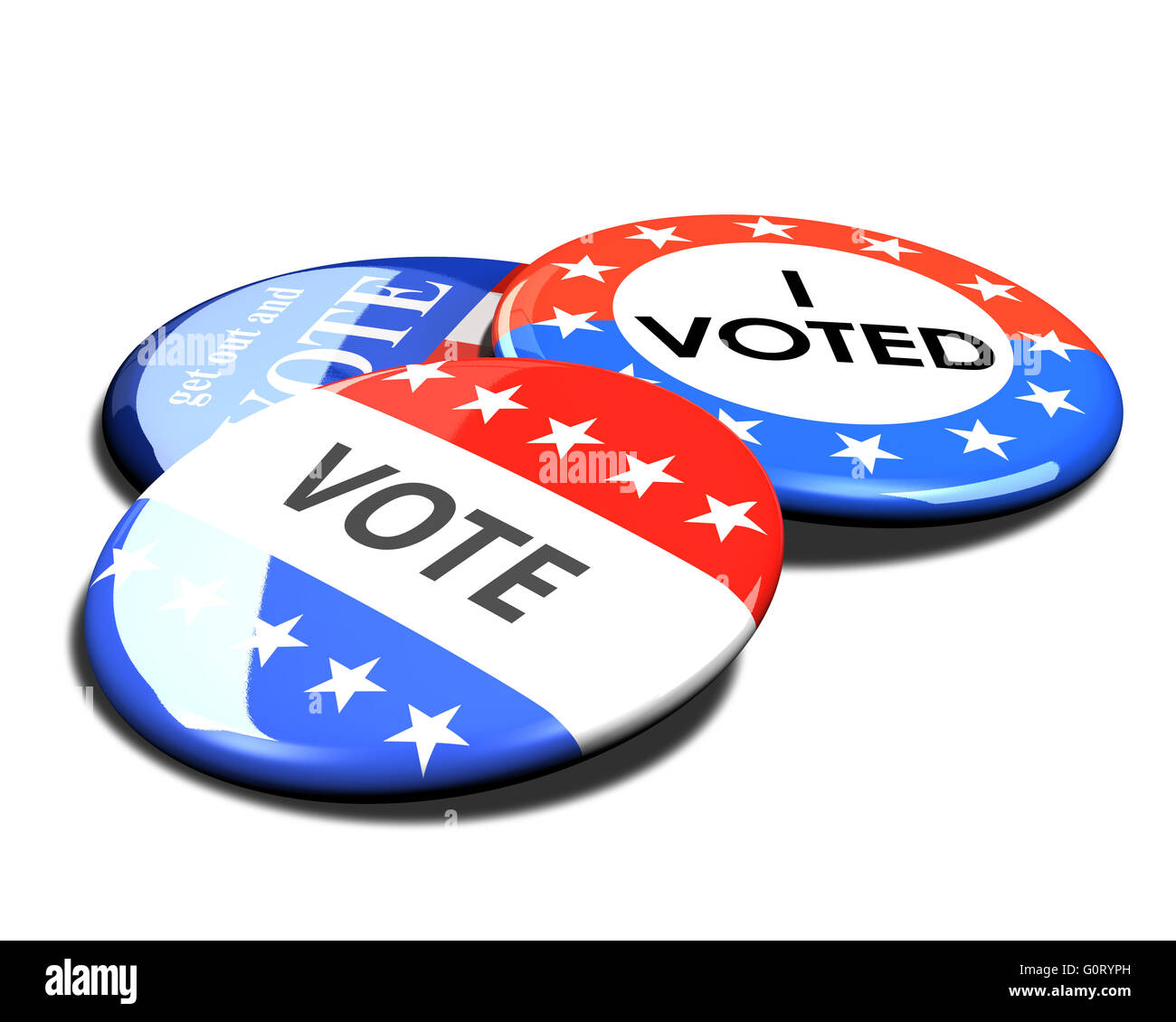 3d rendered and cut out vote button for US elections Stock Photo - Alamy