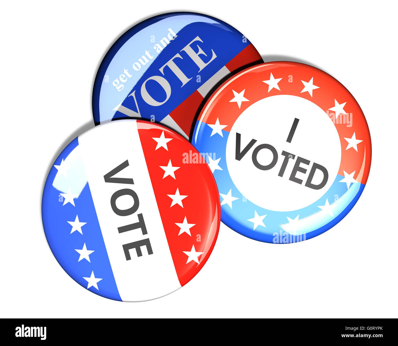 3d rendered and cut out vote button for US elections Stock Photo - Alamy