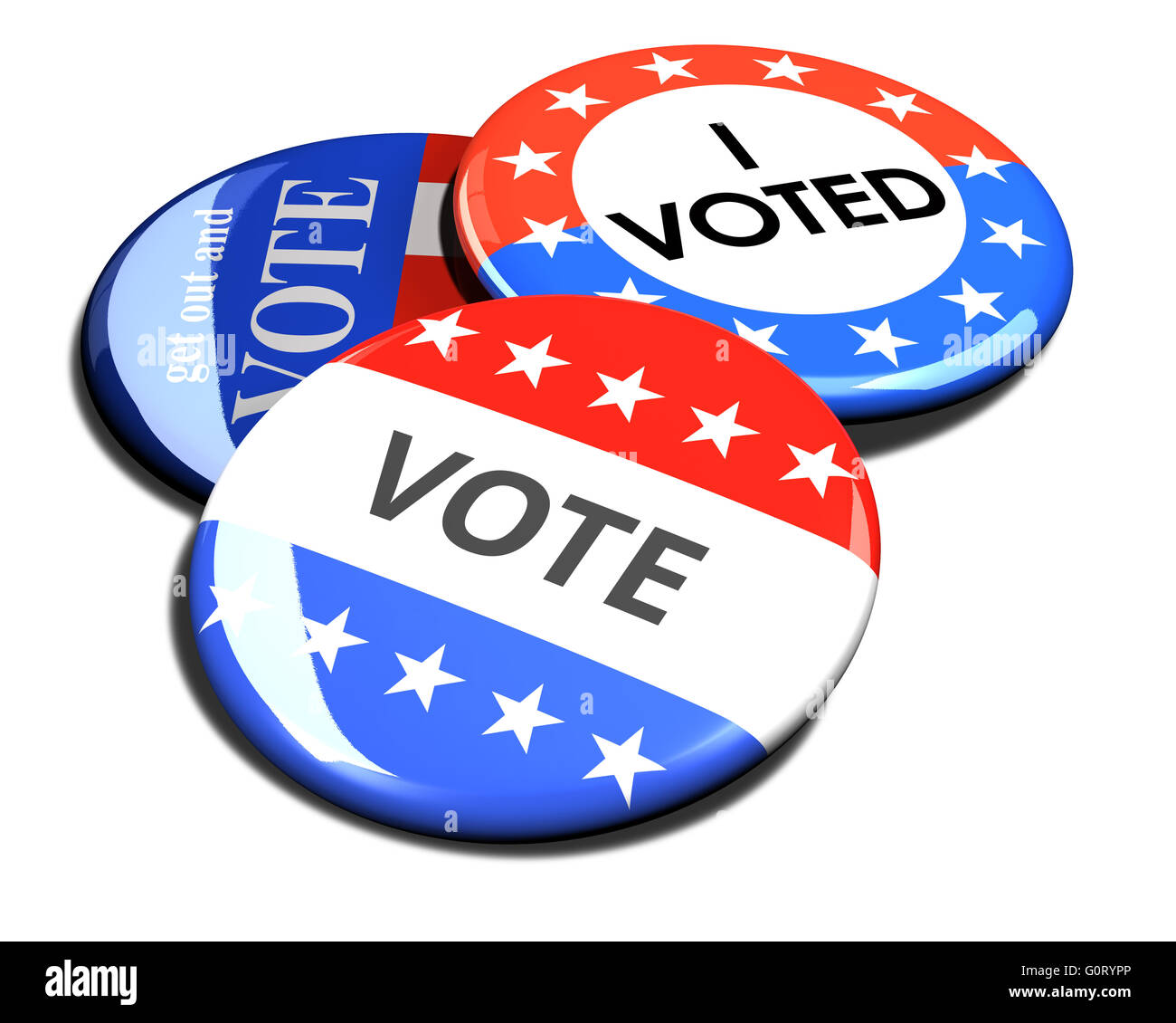 3d rendered and cut out vote button for US elections Stock Photo - Alamy