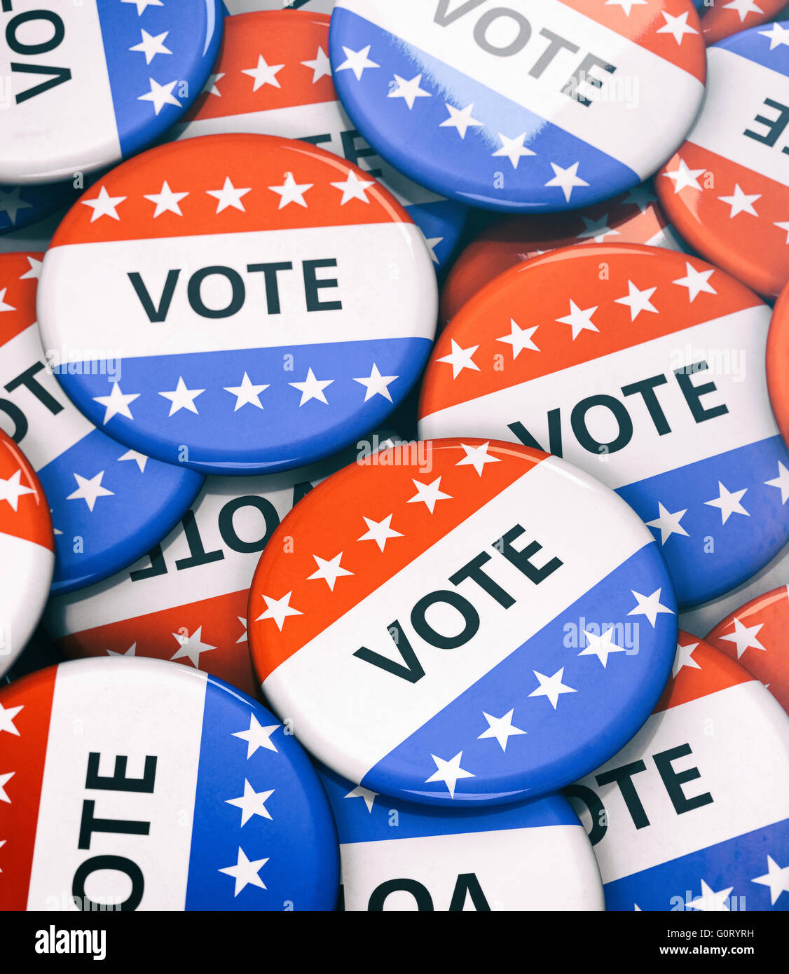 Election: Collection Of Vote Pins Arranged In Pile Stock Photo - Alamy