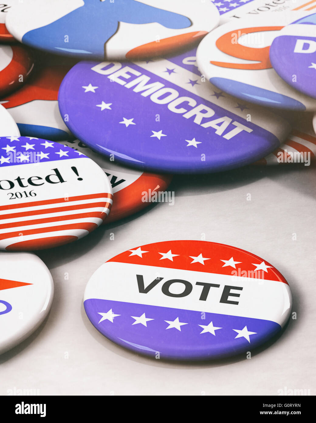 Series of voting buttons for the American Election Stock Photo - Alamy