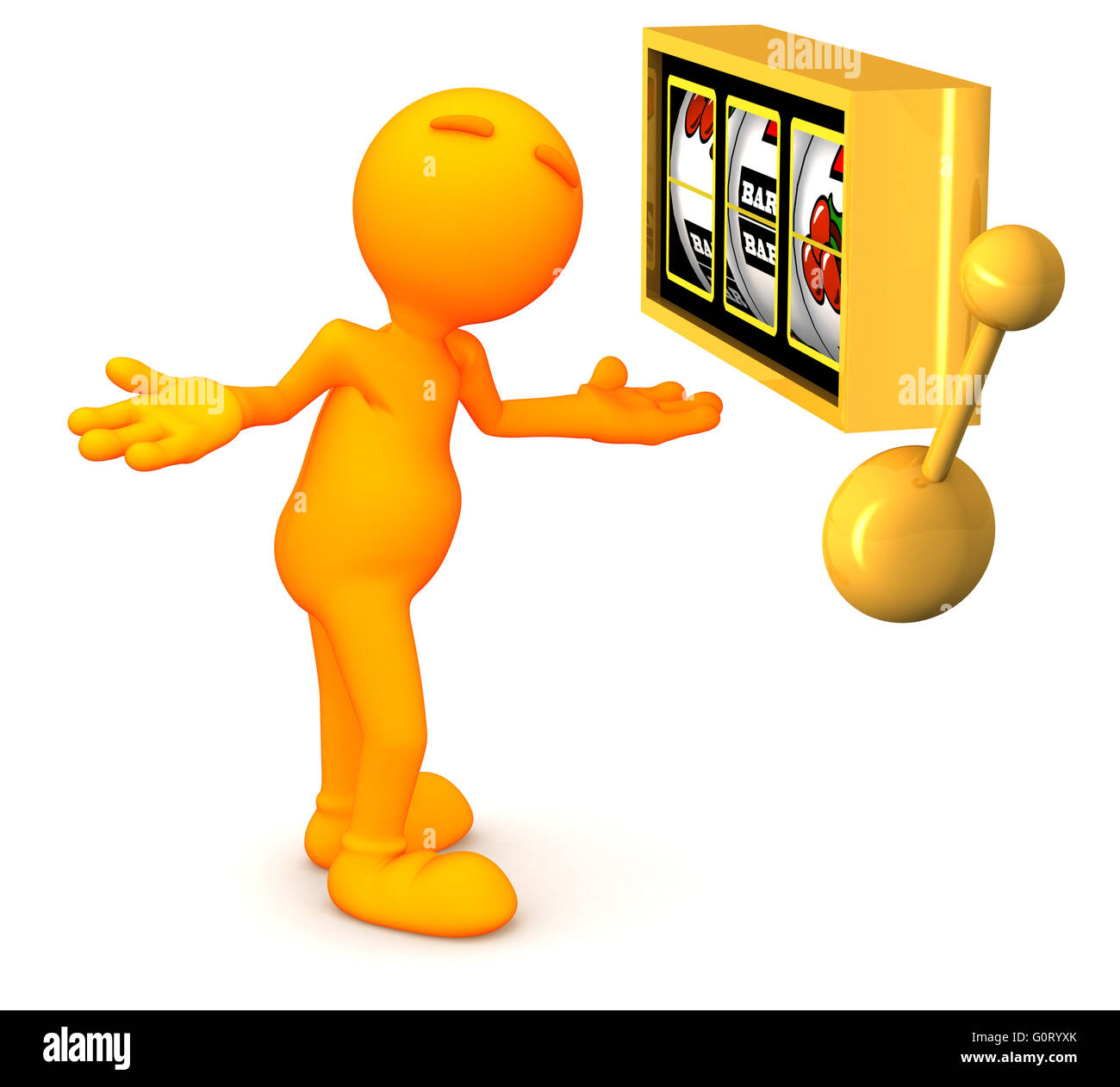 An extensive series of a 3d orange man, with a variety of props in all ...