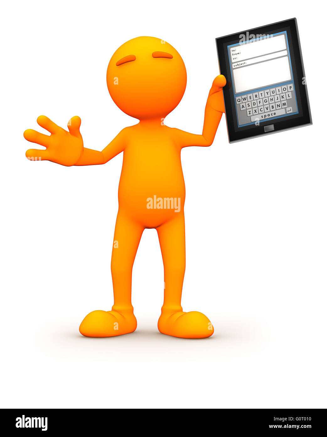 An extensive series of a 3d orange man, with a variety of props in all ...