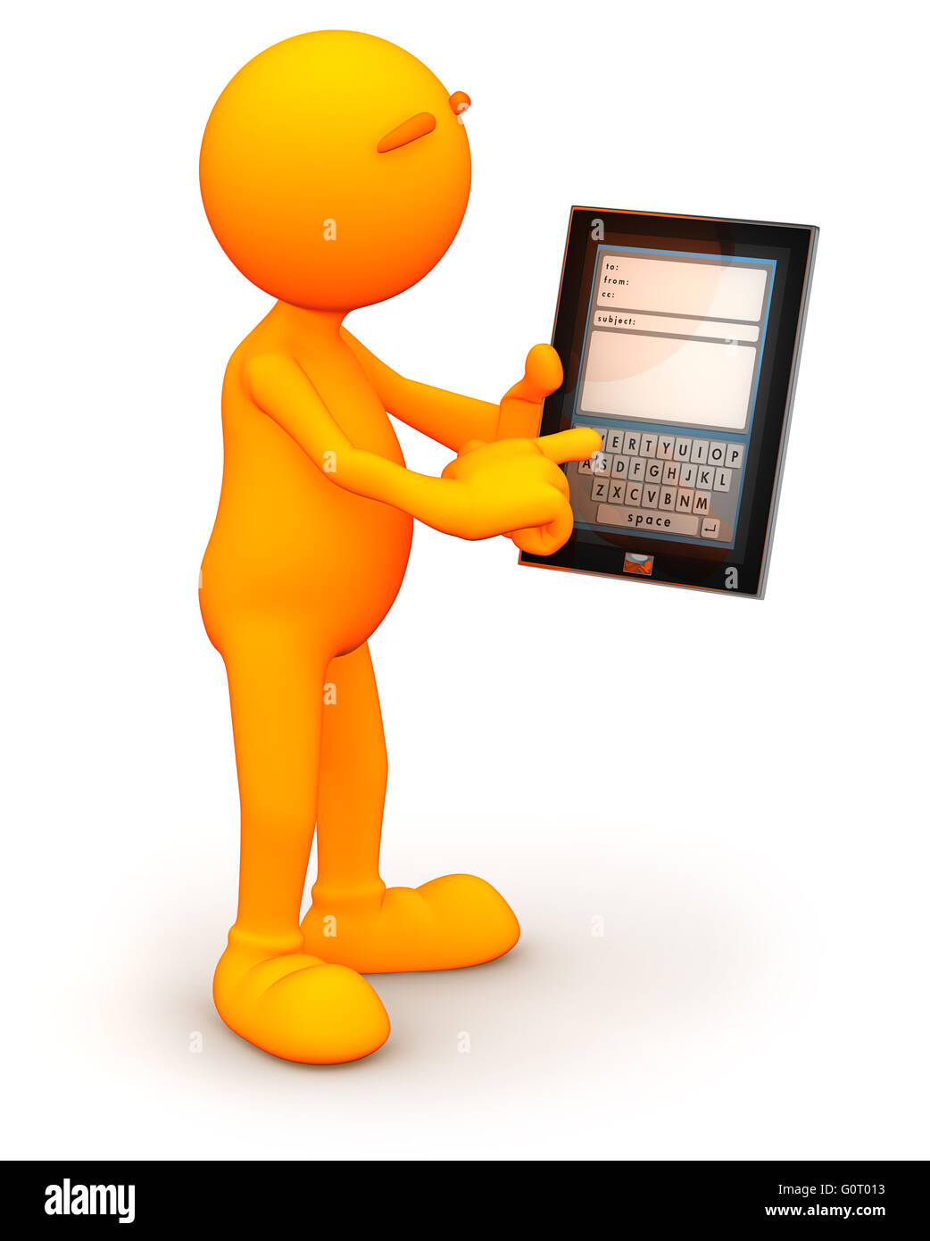 An extensive series of a 3d orange man, with a variety of props in all ...