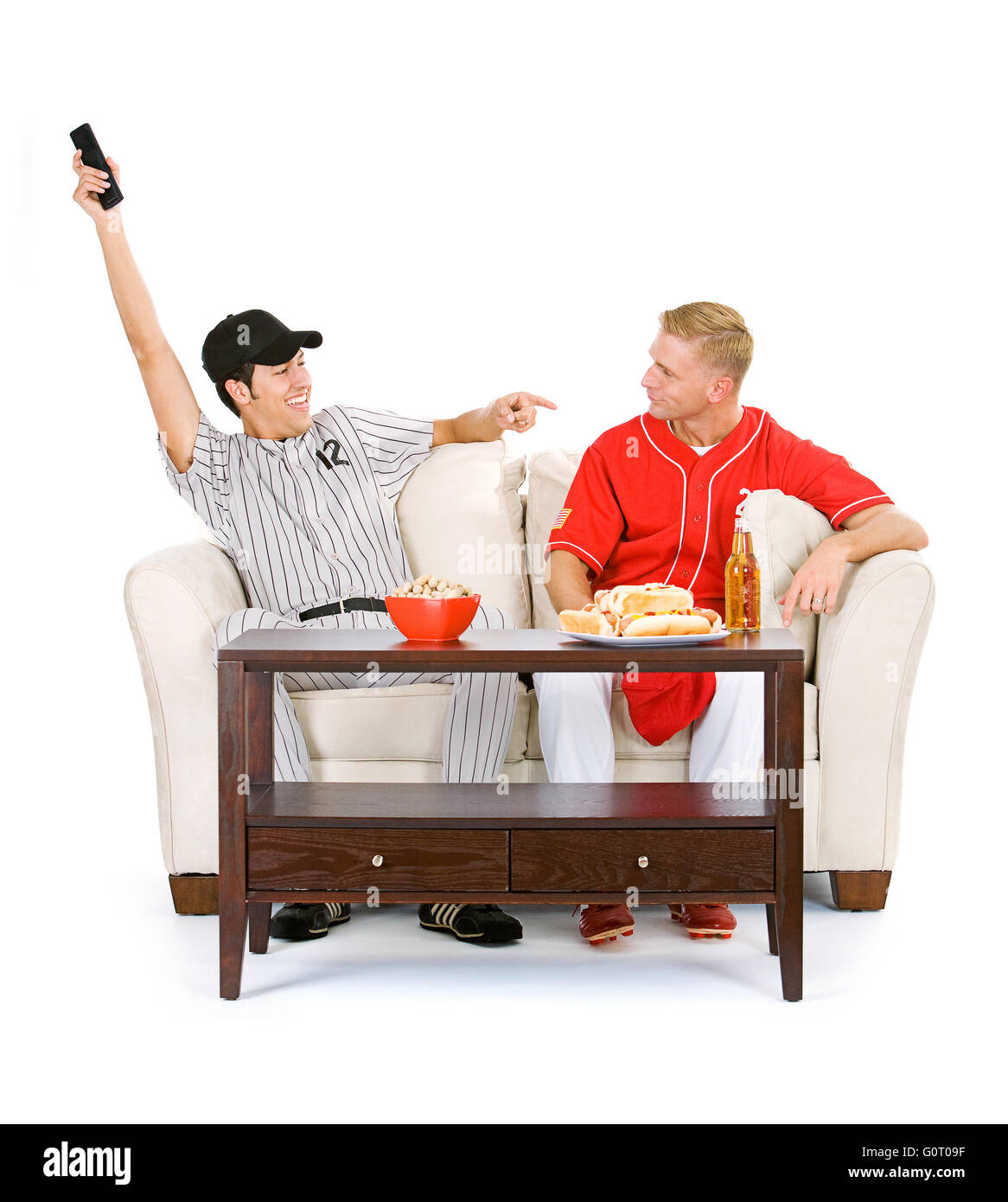 Isolated on white series of two men in baseball uniforms, in various ...