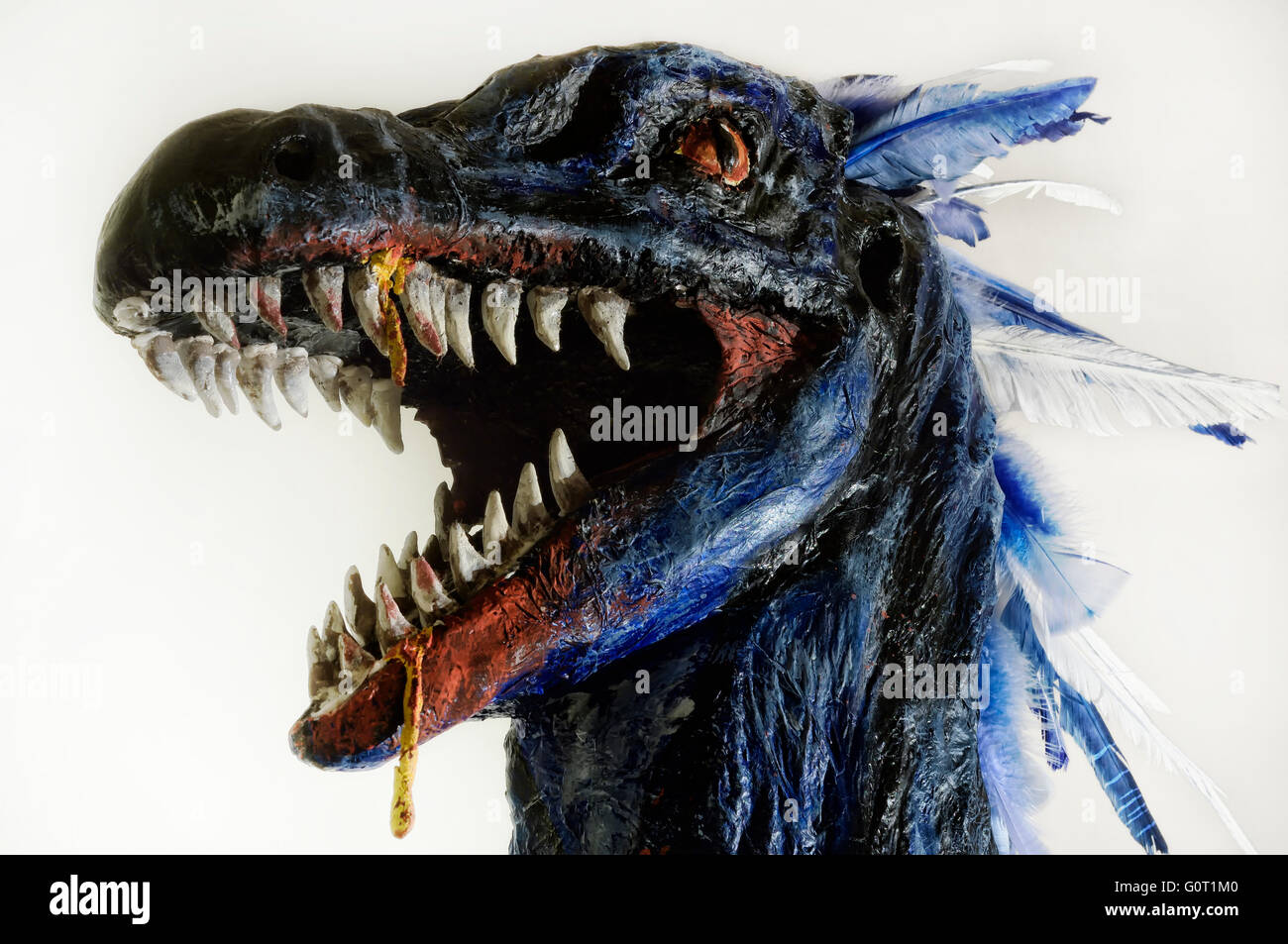 Flesh reconstruction of a dinosaur, Maidstone Museum. Maidstone. Kent ...