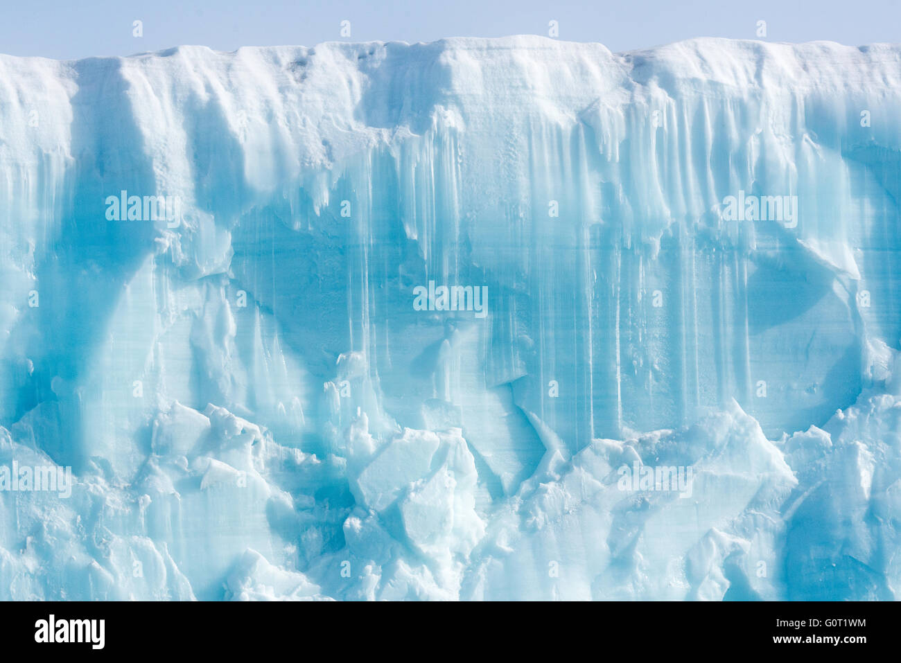 Ice cliffs on the edge of the ice cap at Brasvellbreen on Austfonna in ...