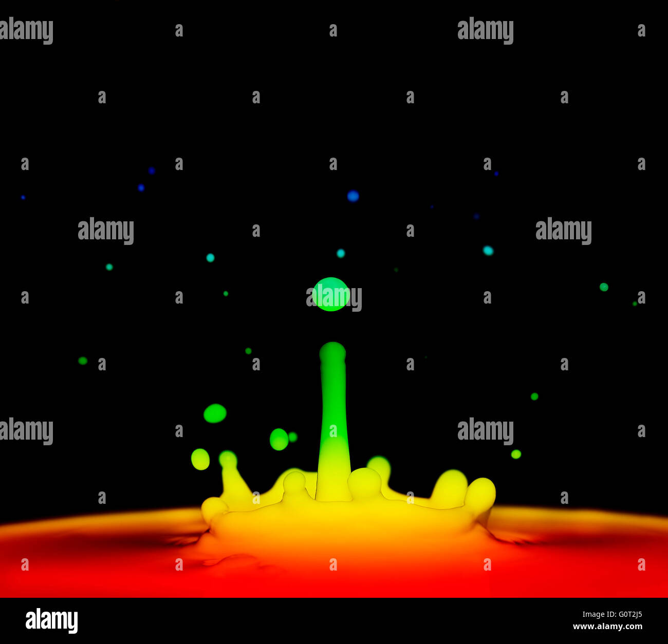 Splash of colored liquid, pictured on a black background Stock Photo ...