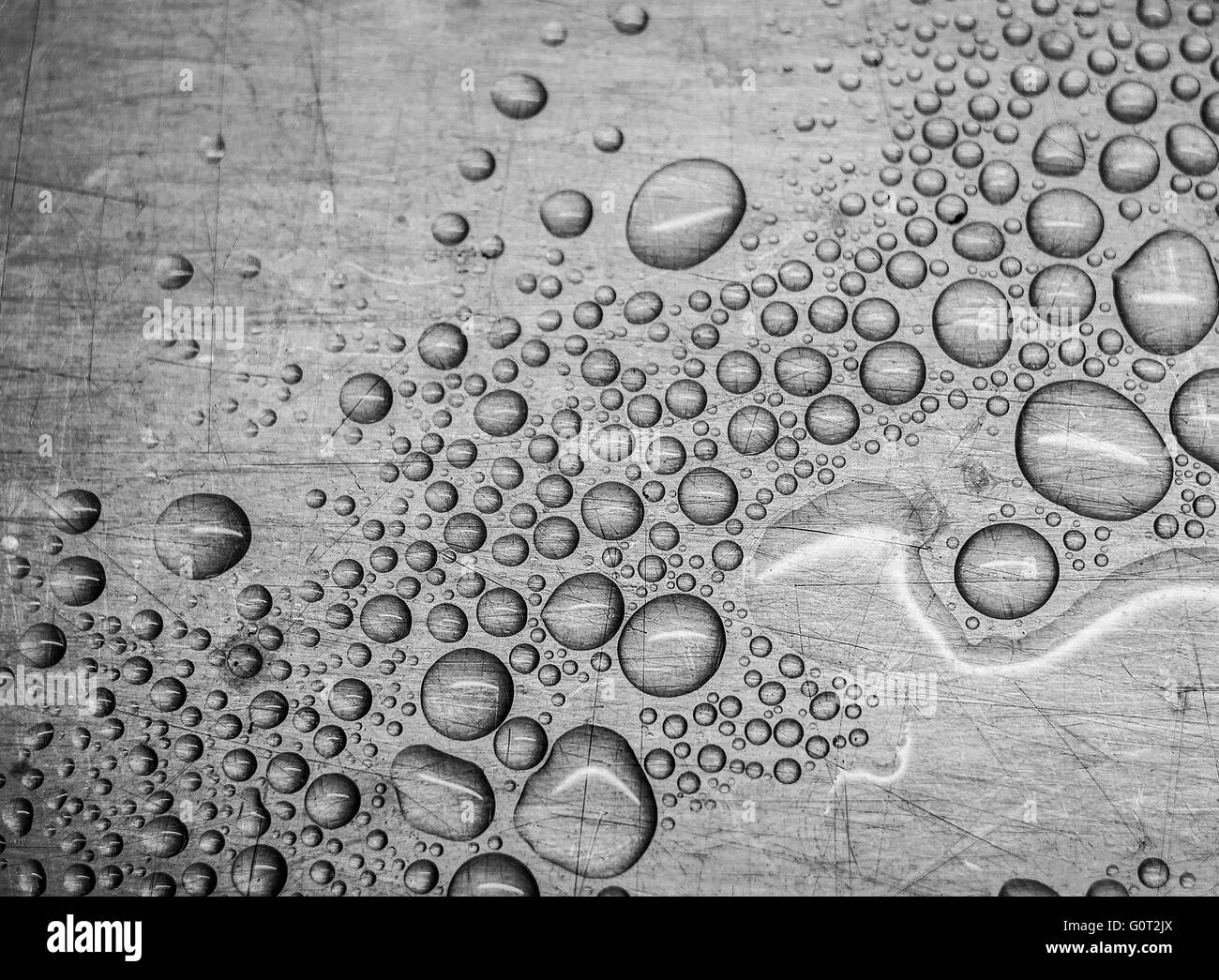 Water drops on a scratched metal surface Stock Photo - Alamy