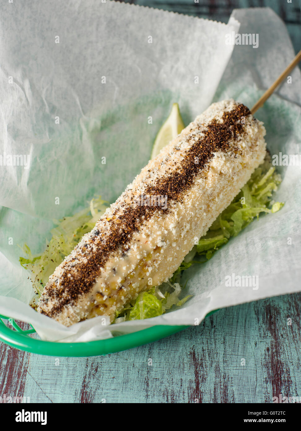 elote served at a restaurant in brooklyn Stock Photo - Alamy