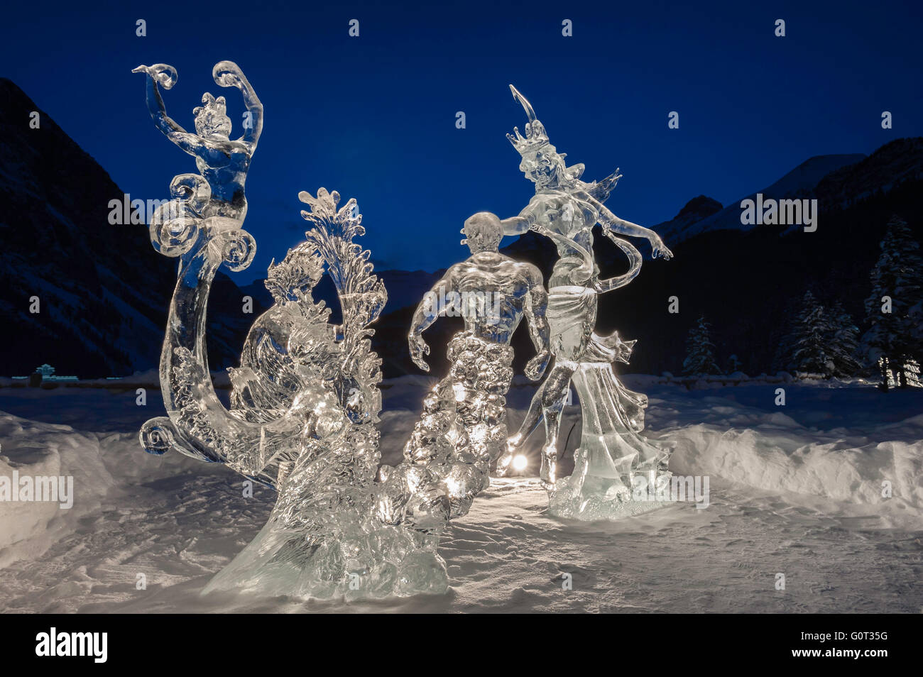 Ice sculpture, Lake Louise, Banff National Park, Alberta, Canada Stock ...