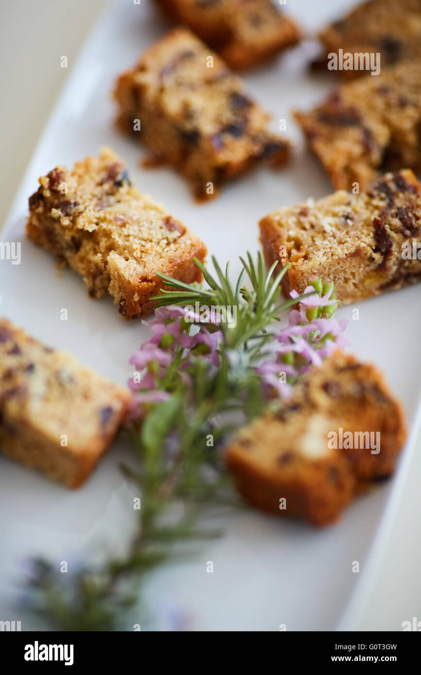 Party samples ofsweek cake buffet food on platters professional Stock ...