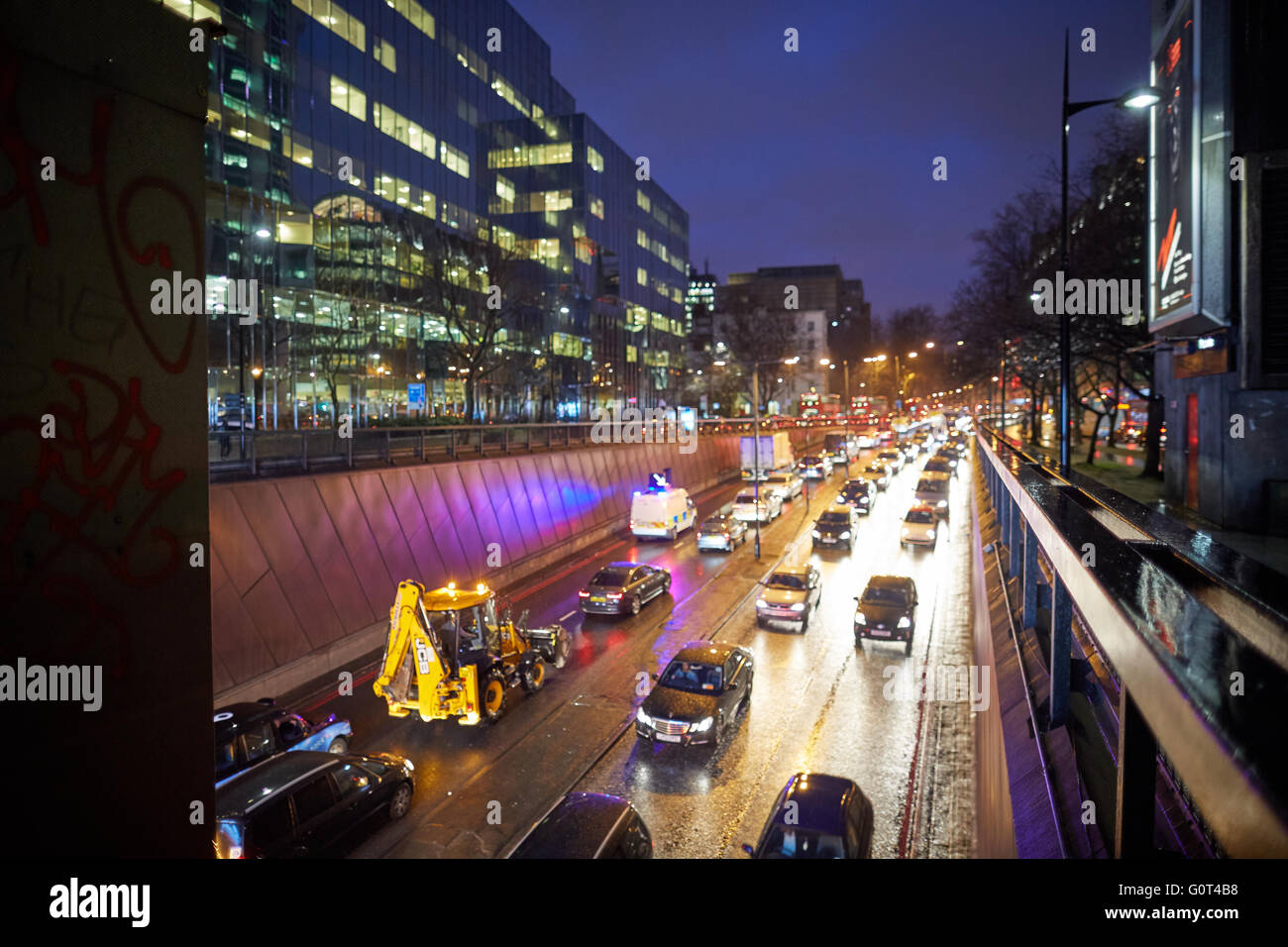 London traffic underneath carriageway roads busy A501 A501 from ...