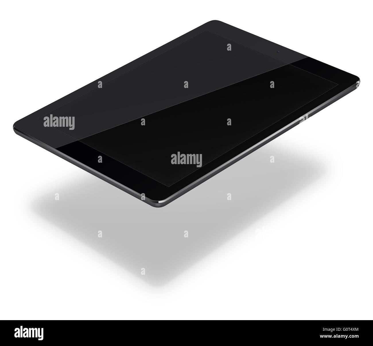 Realistic tablet pc computer with black screen and shadows isolated on ...