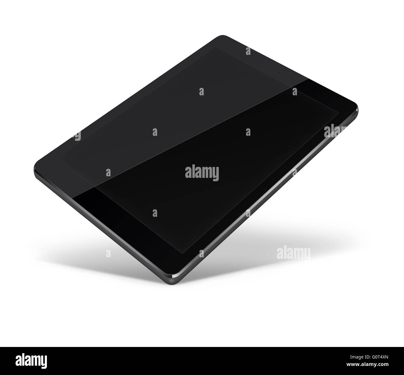 Realistic tablet pc computer with black screen and shadows isolated on ...