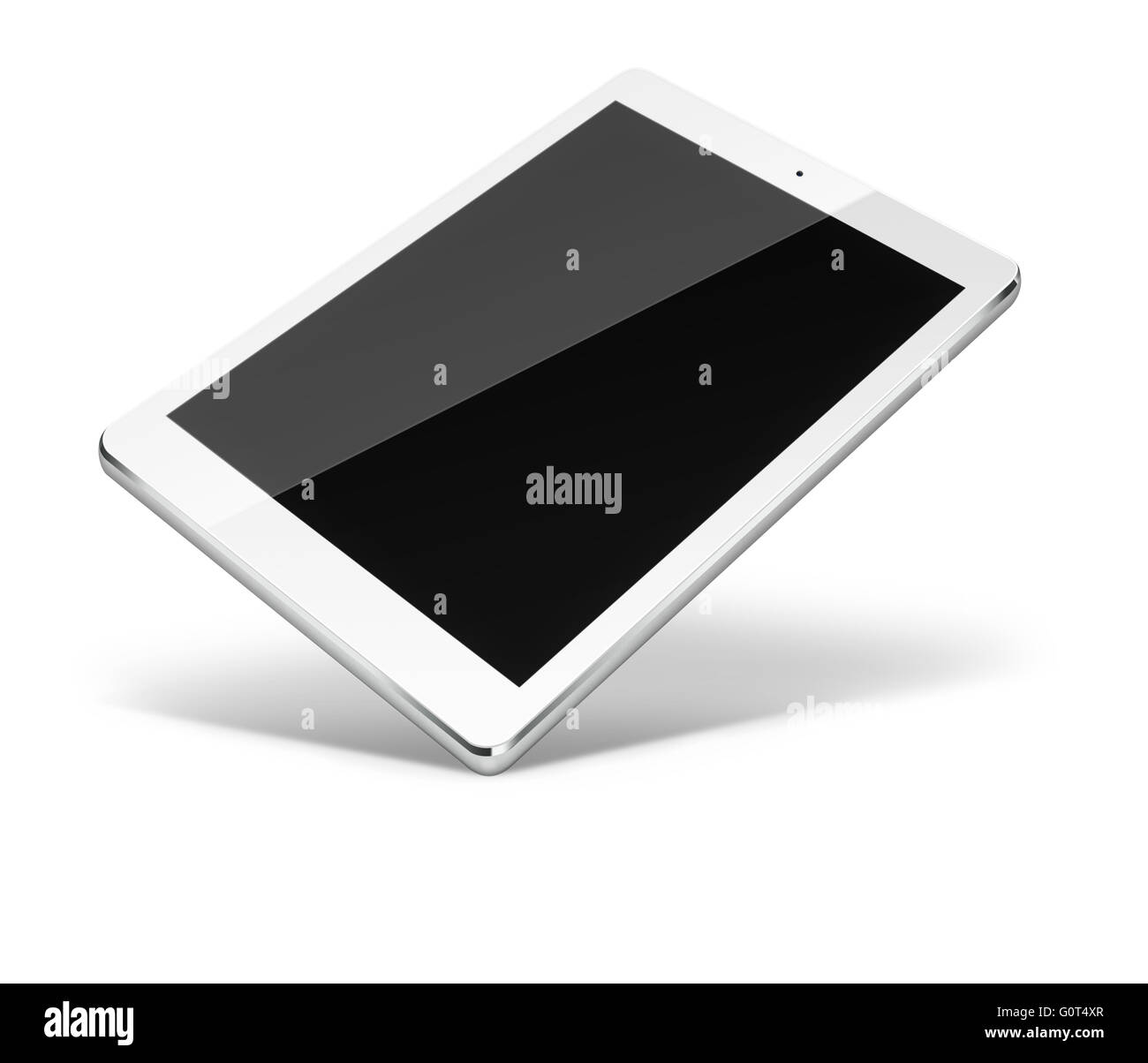 Realistic tablet pc computer with black screen and shadows isolated on ...