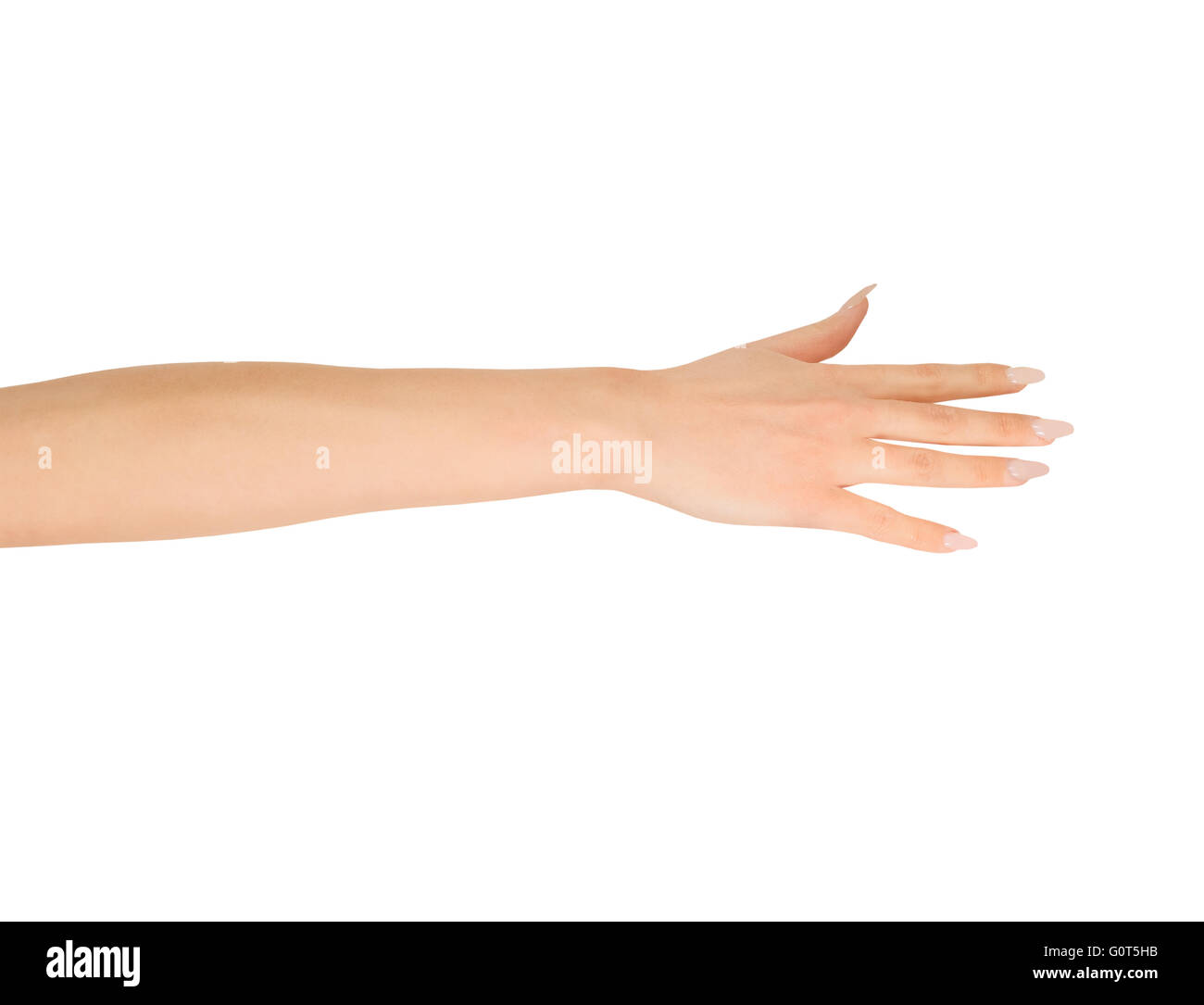 Beauty woman hand over white Stock Photo - Alamy