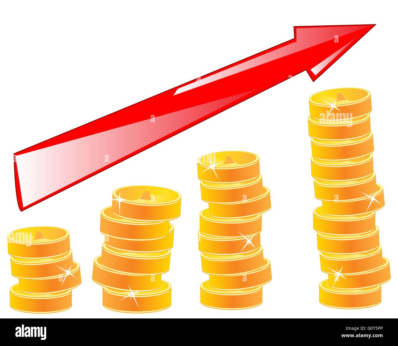 Coins and arrow of the profit Stock Vector Image & Art - Alamy