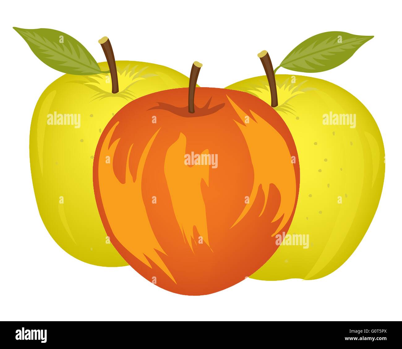 Three apples on white Stock Vector Image & Art - Alamy