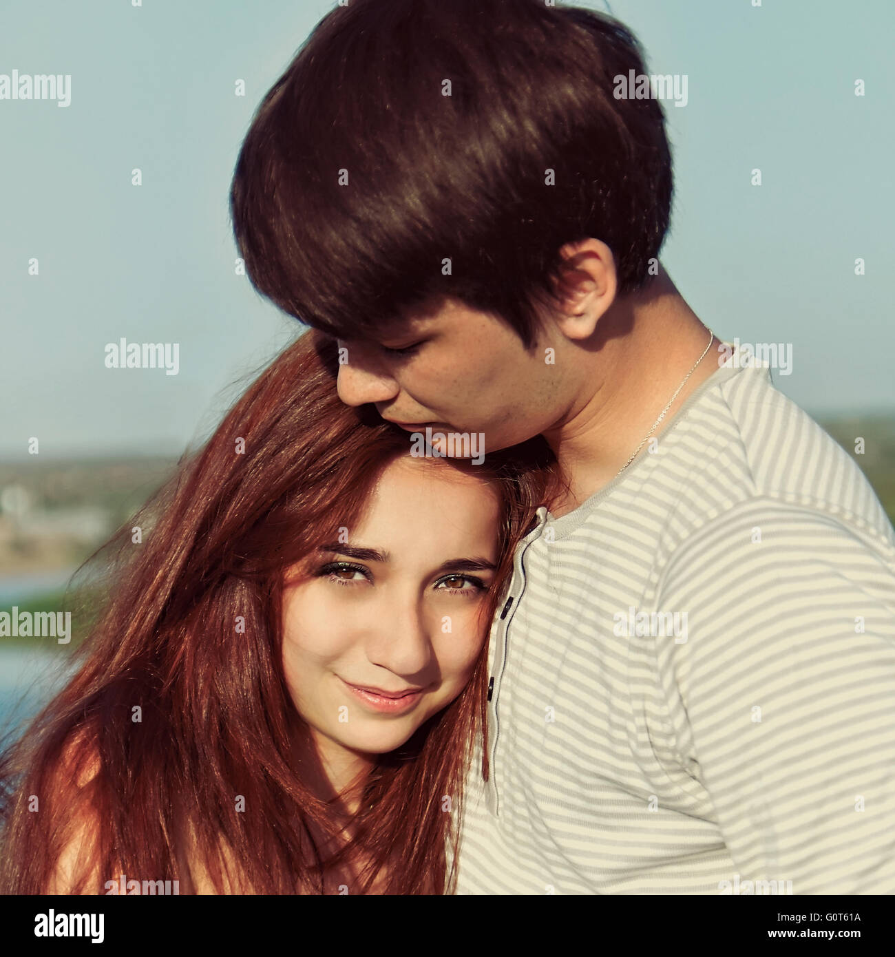 summer outdoors portrait of young sensual couple Stock Photo - Alamy