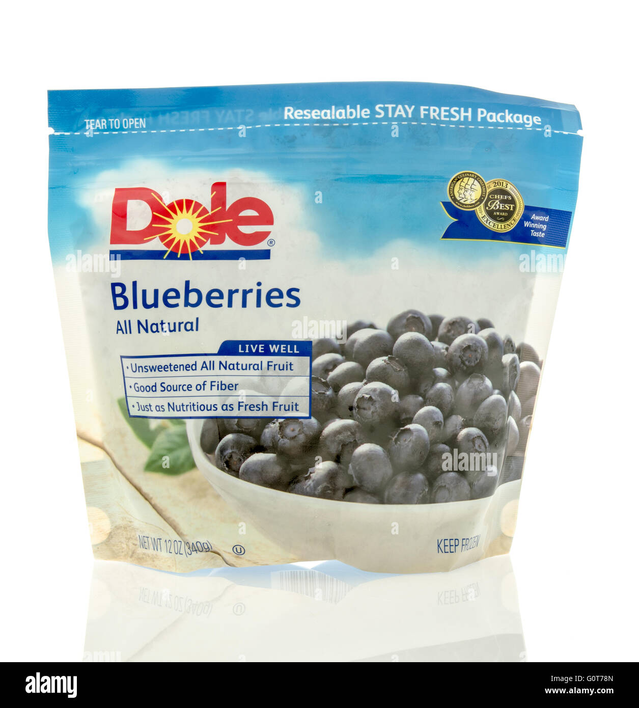 Winneconne, WI - 5 May 2016: Bag of blueberries from Dole on an ...