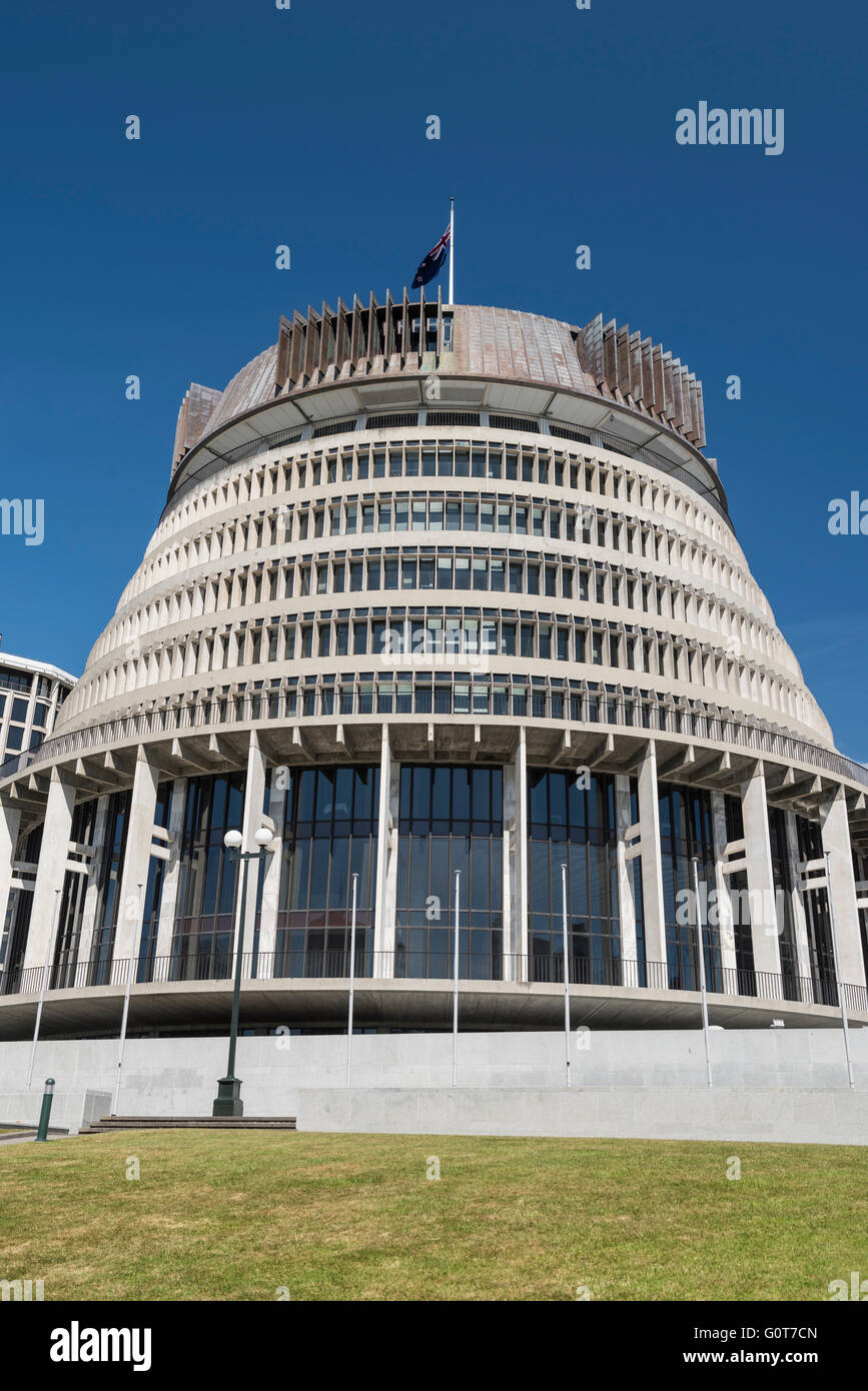 The Beehive, New Zealand Parliamentary Building, Wellington Stock Photo ...