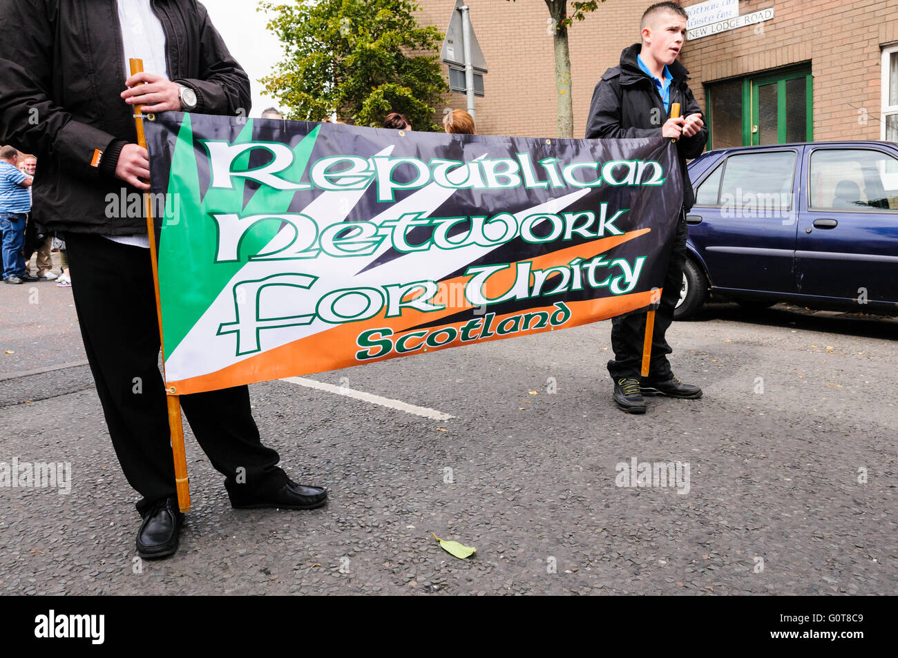 RNU Scotland members carry a banner during a remembrance march Stock ...