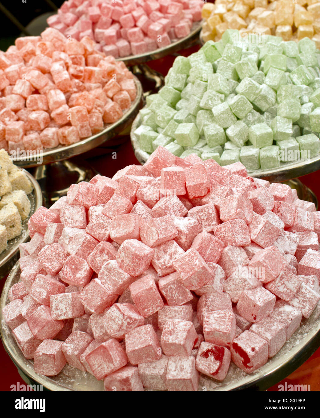 Colourful Turkish Delight Sweets in Bowls Stock Photo - Alamy