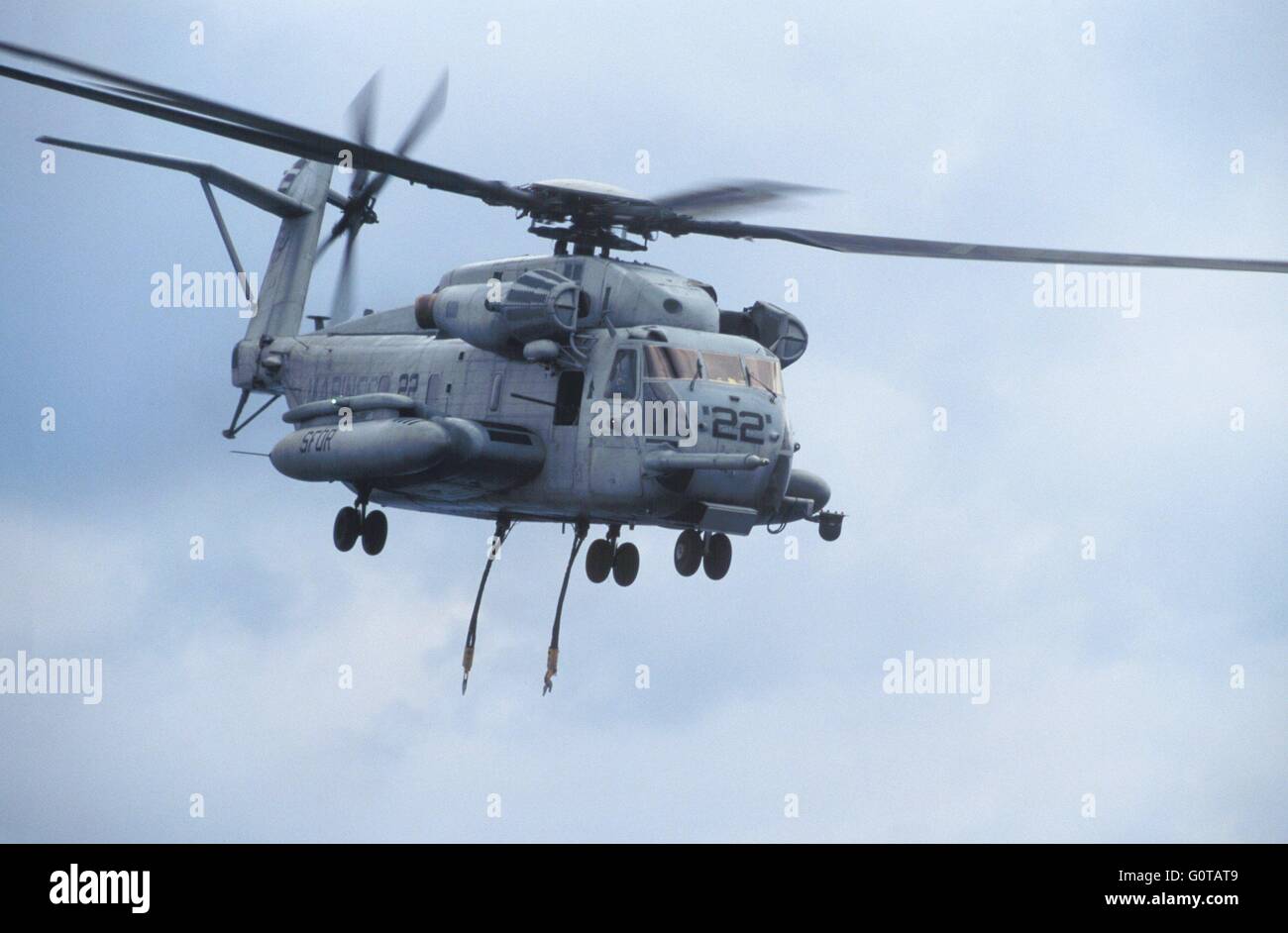 US Marines transport helicopters CH 53 on the US Navy amphibious ...