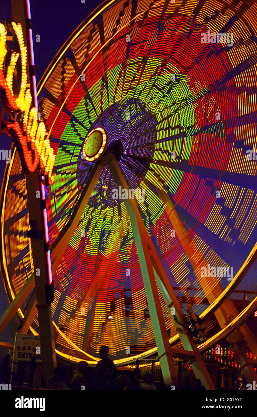 Pacific Wheel, Santa Monica Pier, L.A., California, USA: time exposed ...