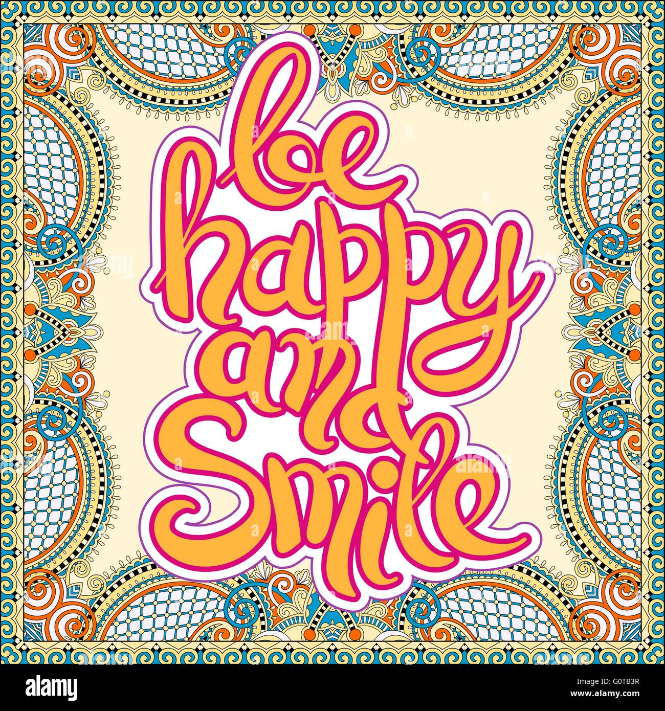 handwritten lettering inscription be happy and smile concept ins Stock ...