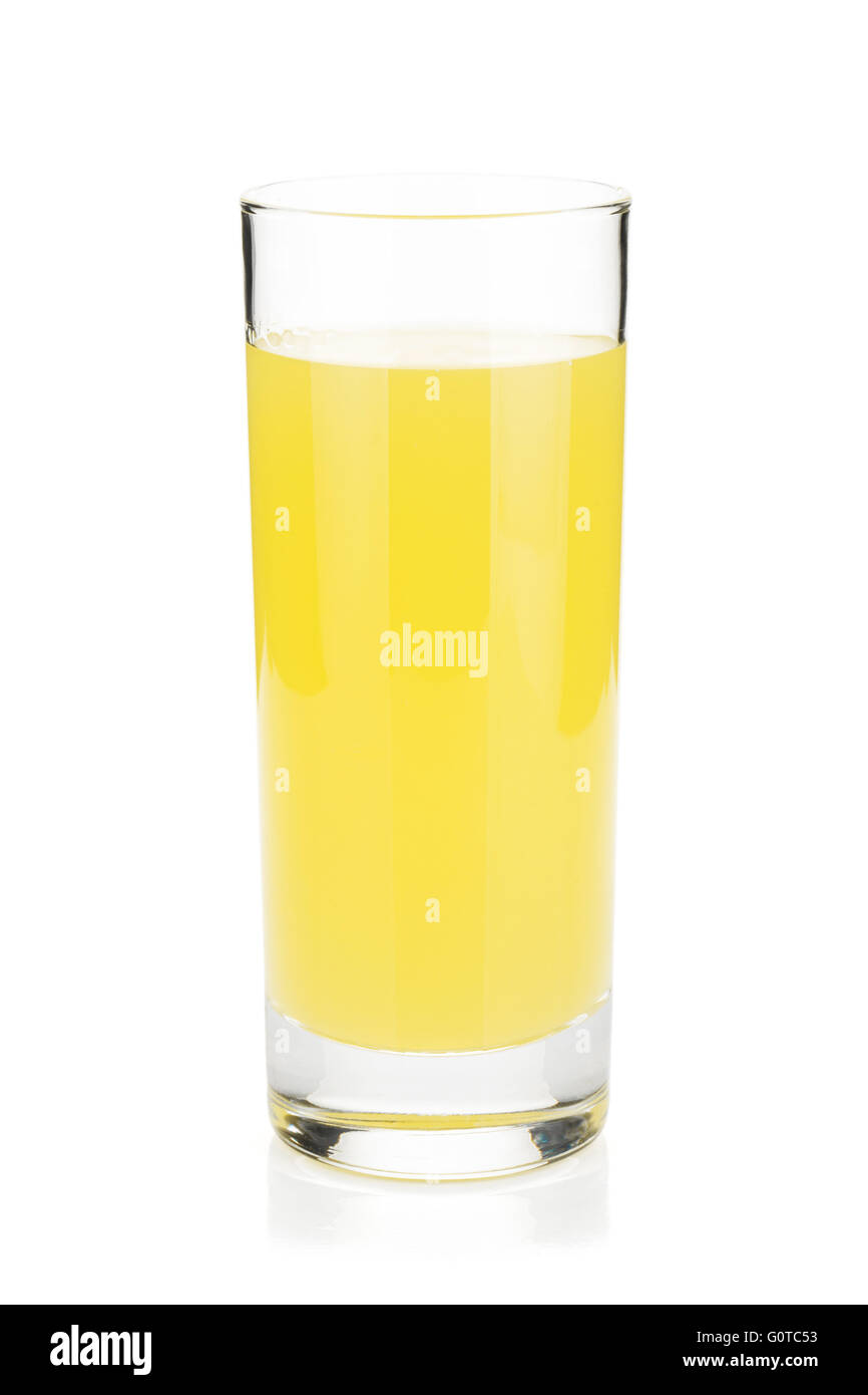 Lemon juice glass. Isolated on white background Stock Photo - Alamy