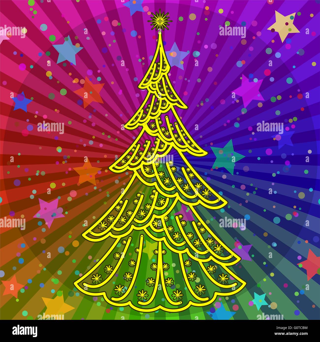 Contour illustration christmas tree Stock Vector Images - Alamy