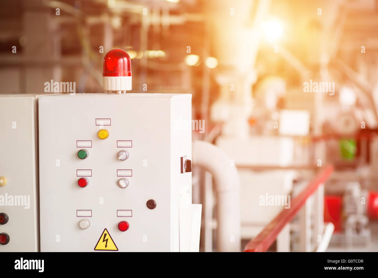 Control panel with red flasher Stock Photo - Alamy