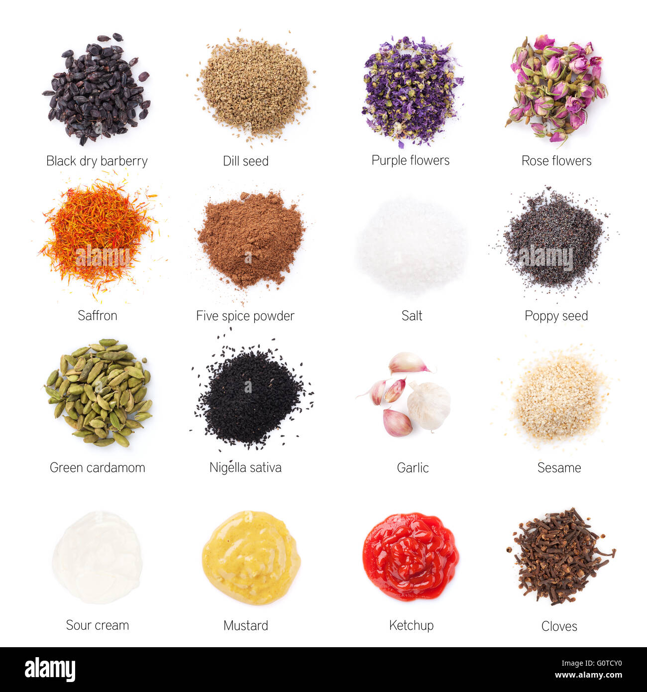 Different spices. Isolated on white background Stock Photo - Alamy