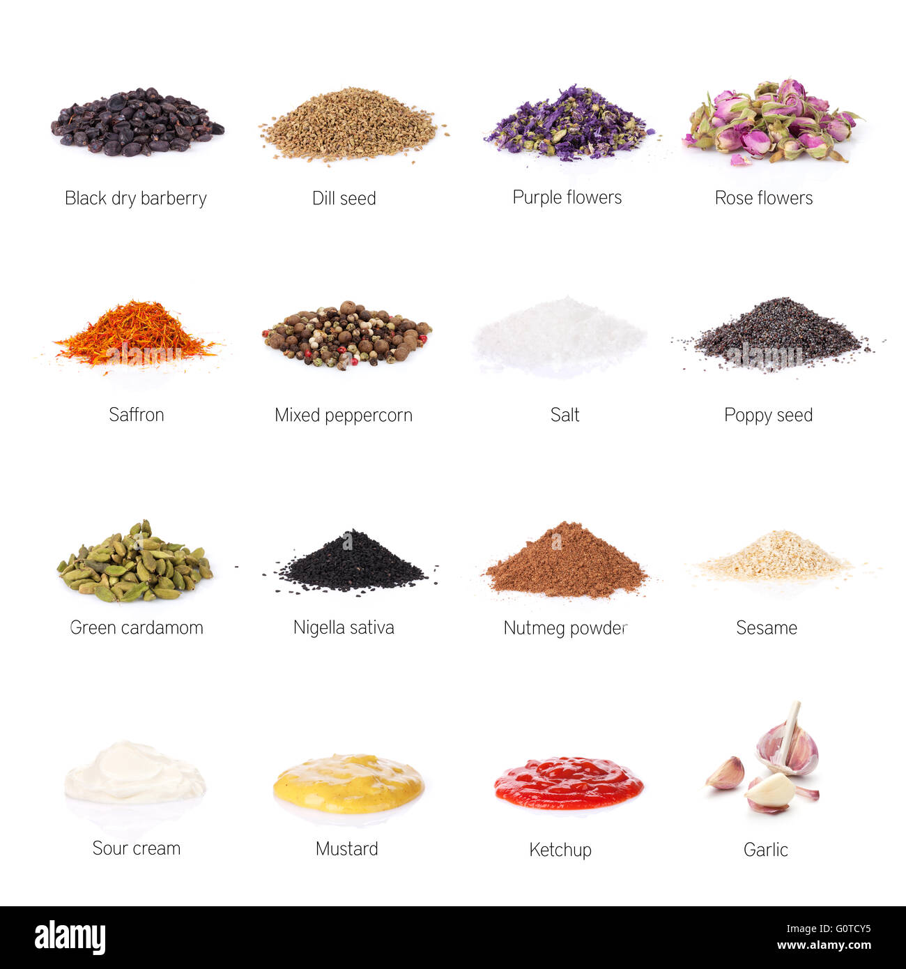 Different spices. Isolated on white background Stock Photo - Alamy