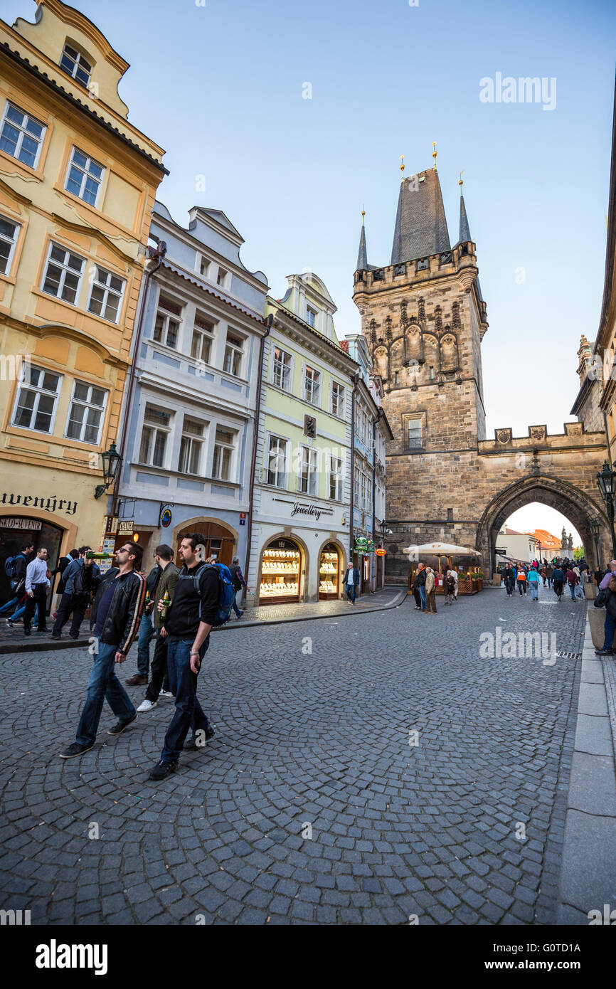 Mostecka street and Mostecka tower, Mala Strana district, Prague, Czech ...